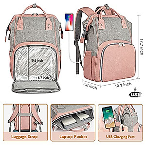 Lunch Backpack for Women, Insulated Cooler Lunch Box Laptop Backpack with USB Port for Women, Water Resistant Leak-proof Lunch Bag, College Computer Bookbag for Work Picnic Beach Fits 15.6 Inch