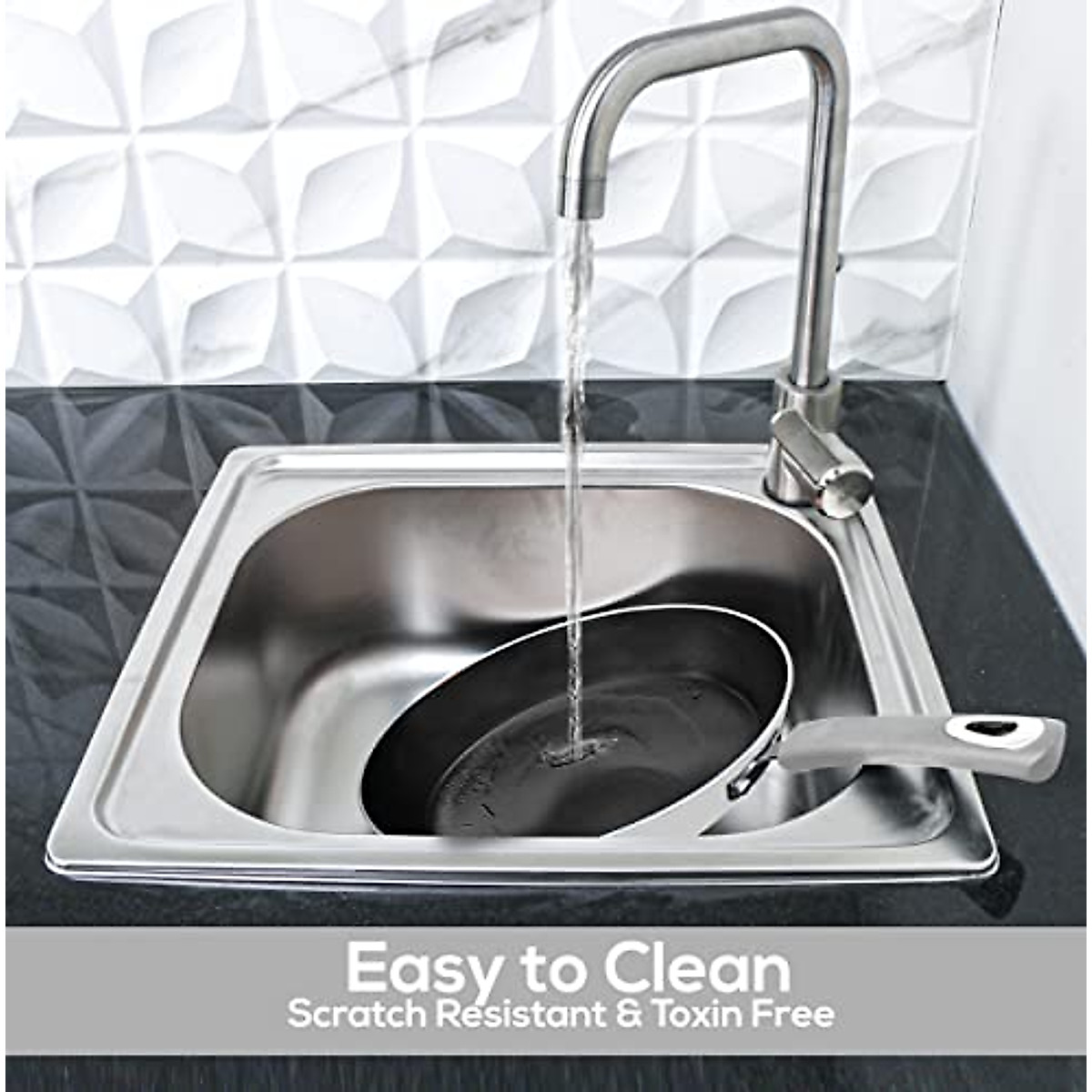 Utopia Kitchen - Saute Fry Pan - Nonstick Frying Pan - 11 Inch Induction Bottom - Aluminum Alloy and Scratch Resistant Body - Riveted Handle (Silver-Black)