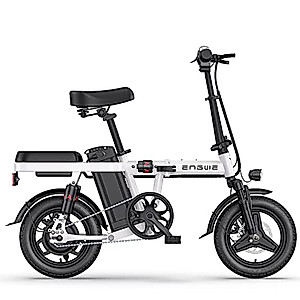 BPNN Electric Bike for Adult Folding, Ebike 7 Shock Absorbers 14" Tire 350W（600W Peak Power Motor） 48V 10Ah 19.2MPH E Bike City Cruiser Commuter Electric Bicycles E-Bike