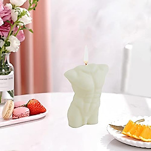 Prettyia Male Men Torso Candle Nude Muscle Body Chest Butt Statue Candle Body Love Scented Aromatherapy Candles Living Room Home Decor Romantic Gift for Lady - Milky White