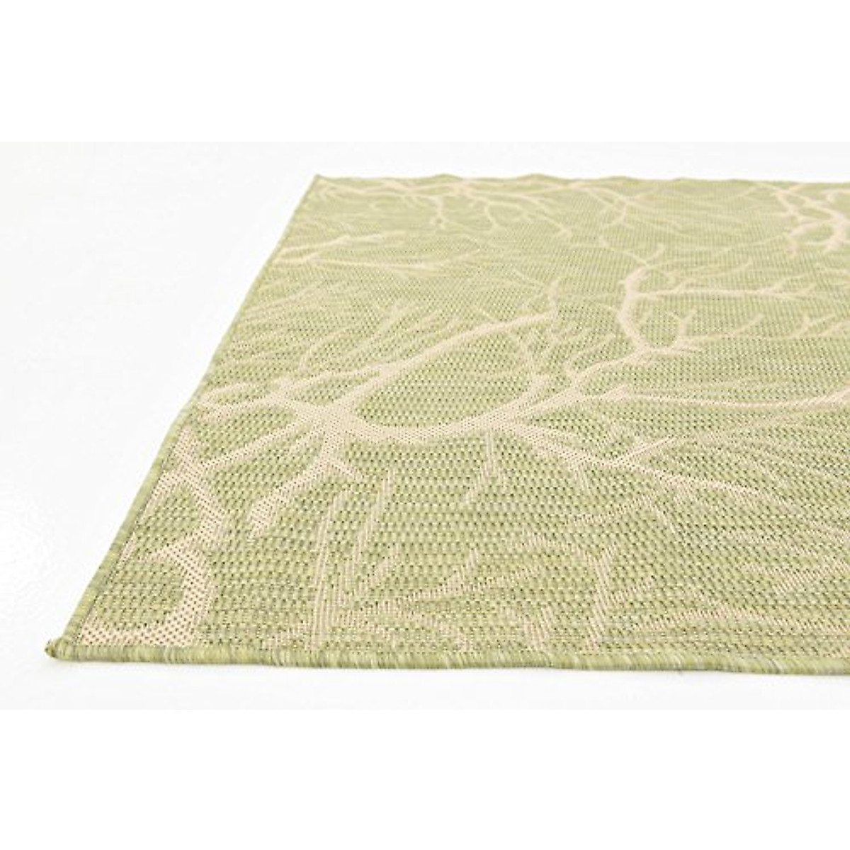 Unique Loom Collection Coastal, Branches, Botanical, Indoor and Outdoor Area Rug, 4 ft x 6 ft, Light Green/Beige