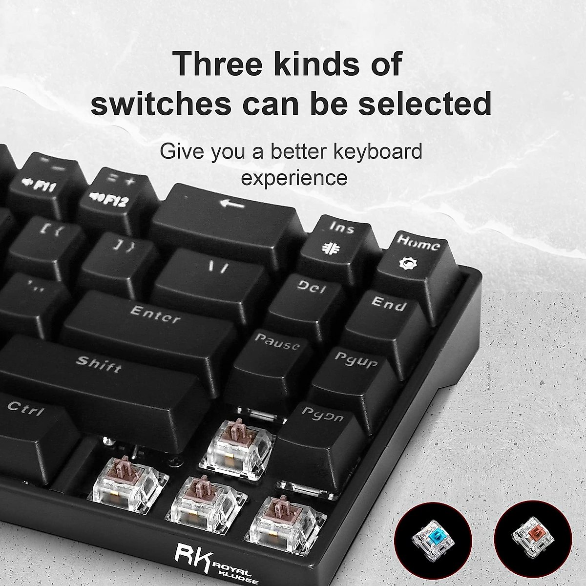 RK ROYAL KLUDGE RK71 Wireless Mechanical Keyboard 70% 71 Keys Bluetooth Tenkeyless USB Wired Compact Keyboard Portable Gaming/Office with Stand-Alone Arrow Keys for Windows MacOS(Black-Brown Switch)