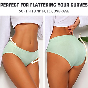 CULAYII Ladies Cotton Bikini Panties, High-Cut Full Coverage Stretch Cool Soft Womens Underwear Packs - 10 Pack, M