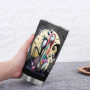 Sarvakua Christmas Tumbler, Christmas Coffee Travel Mug/Cup, Christmas Halloween Gifts For Wife Husband, Couple 20oz Insulated Stainless Steel Travel Mug with Lid