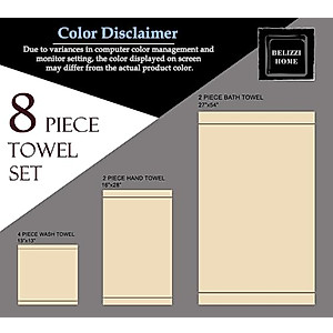 Belizzi Home 8 Piece Towel Set 100% Ring Spun Cotton, 2 Bath Towels 27x54, 2 Hand Towels 16x28 and 4 Washcloths 13x13 - Ultra Soft Highly Absorbent Machine Washable Hotel Spa Quality - Coral Orange