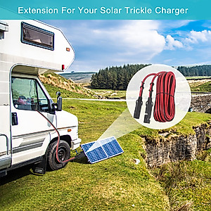 SAE to SAE Extension Cable 16AWG - 25FT SAE Cable Battery Charger Extension Cord Heavy Duty 16AWG Quick Disconnect SAE 2Pin Connector with SAE Polarity Reverse Adapter for Solar Panel Trickle Charger