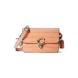 COACH Embossed Croc Studio Shoulder Bag Light Coral One Size