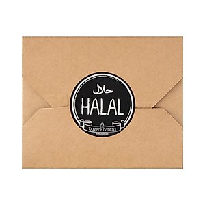 Restaurantware Label Tek 2 Inch Tamper-Evident Stickers For Halal 500 Rolled Tamper Seal Stickers - Chalkboard Design For Safe Food Delivery Black With White Font Plastic To Go Stickers
