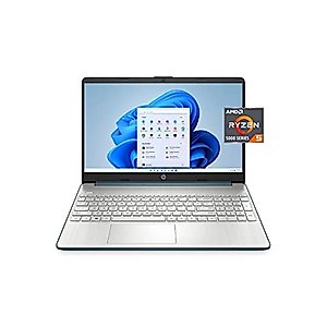 HP 15.6 inches Full HD Laptop, AMD Ryzen 5-5500u Processor, 8GB DDR4 RAM, 256GB SSD, Bluetooth, Wi-Fi, HDMI, Windows 10, Spruce Blue, W/ KT Accessories, 15-15.99 inches, HP 15 Laptop