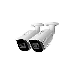 Lorex LNB9252B-2PK-W 4K (8MP) Smart IP White Security Camera with Listen-in Audio and Real-Time 30FPS Recording (2-Pack)