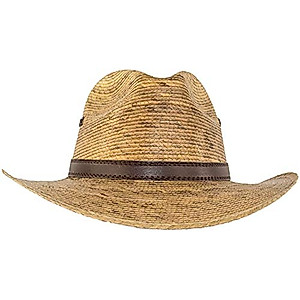 Big Wide Brim Natural Palm Leaf Straw Cuban Gaucho Fedora UPF Sun Hat Flex Fit