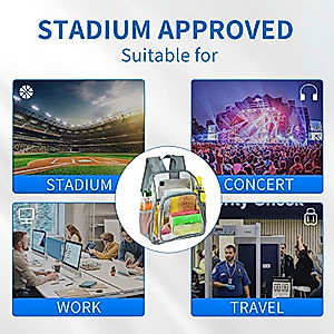 Mildbeer Heavy Duty Small Clear Backpack Stadium Approved, See Through Backpack for Concerts Festivals Work Travel (Grey)