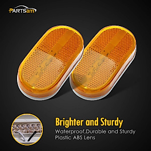 Partsam 2Pcs [DOT Certified] Amber 4 Inch LED Trailer RV Camper Side Marker Clearance Lights Lamps 6 Diodes with Reflex Lens Surface Mount Reflective 2x4 Rectangle Truck Marker Lights Front Rear