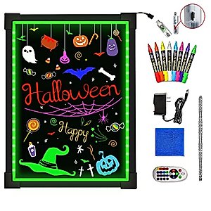 Woodsam LED Message Board- 28" X 20" Inches Erasable Writing Drawing Neon Sign with 8 Colorful Markers - Perfect for Children, Back to School, Home, Office, Restaurants, Bar, Holiday Celebration Gift