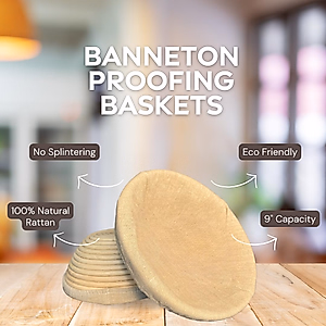 Banneton Bread Proofing Basket Set with Bread Stencils - Sourdough Proofing Baskets for Bread Baking Kit - Sourdough Bread Baking Supplies - Sourdough Proofing Basket Bread Making Kit with Accessories