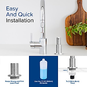 Soap Dispenser for Kitchen Sink with Large 500 ml (17 oz) Bottle, Stainless Steel Kitchen Sink Soap Dispenser Pump - Refill from top, Brushed Nickel Built in Counter soap Dispenser, Rust Resistant