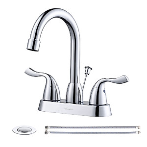 ARCORA 2 Handle Bathroom Faucet Chrome, 4 Inch Centerset Bathroom Sink Faucet with Drain Assembly and Supply Hoses, Bathroom Faucet 3 Holes
