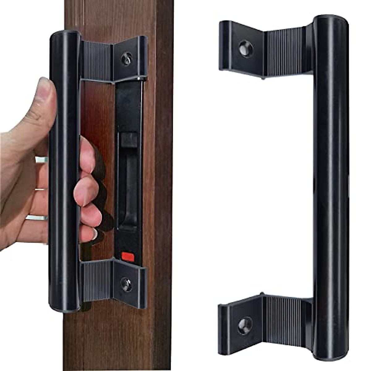 Young Dance Sliding Door Handle 8" Aluminum Alloy Sliding Glass Door Pull - Patio Door Handle Fits 6-5/8 in Mounting Holes for Old or Damaged Door Pull - Perfect for Patio and Glass Doors (Black)