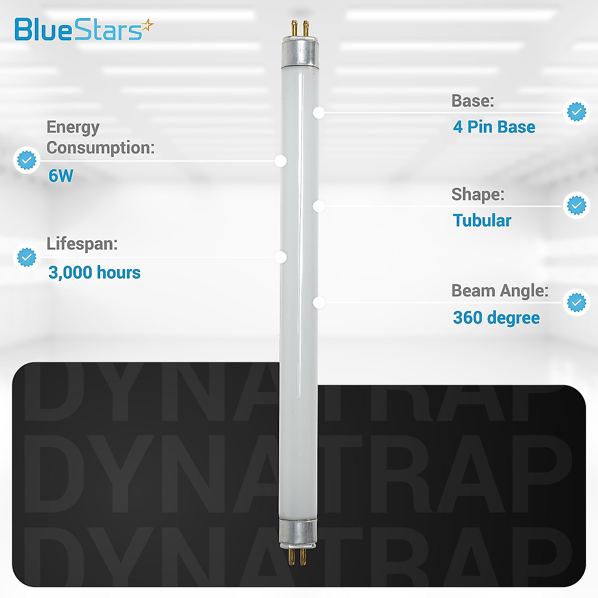 BlueStars 4-Pack Premium Quality 6-Watt 32050 4 Pin Base Replacement Bulbs for DynaTrap Indoor Trap Models DT2000XL, DT2000XLP, DT2000XLPSR, DT3012