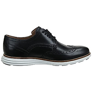 Cole Haan Men's Original Grand Shortwing Oxford Shoe, Black Leather/White, 12 Medium US