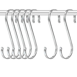 WHYHKJ 10pcs X-Large Size Flat 304 Stainless Steel Hanging Hooks Heavy-Duty S Hooks Home Storage Organizers Accessories