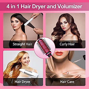 Ikedon Hair Dryer Brush, Pink, ALCI Safety Plug, Quick Drying, Volumizing, Ionic Care