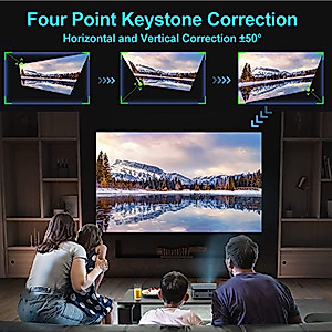 5G WiFi Bluetooth Projector, YABER Native 1080P Outdoor Movie Projector with 350" Display, 18000L Home Theater Video Projector Support 4K ,4P/4D Keystone, Zoom, for Android/iOS/Phone/HDMI/PS5（Blavk）