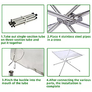 Meshscreen Portable Outdoor Fire Pit 16.5 Inch, Foldable Stainless Steel Outdoor Camping Wood Burning Accessories for Outdoor, Camping, Garden, Backyard