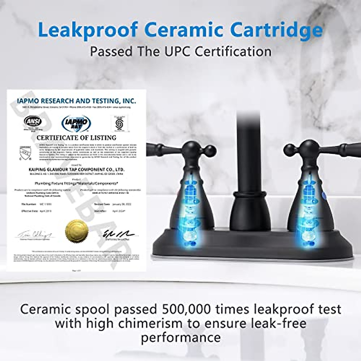 BRAVEBAR 4 Inch Bathroom Sink Faucet Black - 2 Handle Centerset Bathroom Faucets | 360° Swivel Spout Vintage Vanity Faucet Bathroom with Pop-up Drain Assembly and Water Supply Hoses Matte Black