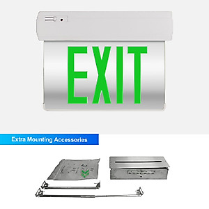 LimoLighting [4 Pack] Next Gen. LED Edge Lit Exit Sign Lighting Green Letter, Mirror Single Face, UL & ETL Listed, Hardwired Emergency Exit Lighting with Battery Back Up, 110 to 347VAC, AGG3402