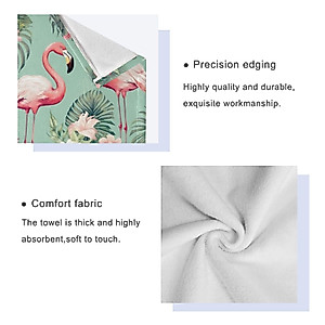 Flradish Flamingos Palm Flowers Towels 3 Pack Bath Towels for Bathroom Set Soft Cotton Highly Absorbent Lightweight & Quickdry Towel Set 1 Bath Towel,1 Hand Towel,1 Washclothe
