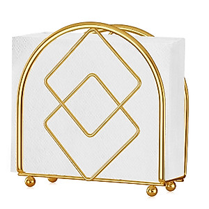 Vertical Napkin Holder for Dining Table Décor, Freestanding Metal Paper Holder for Kitchen Countertop, Heavy Duty Napkin Paper Organizer, Durable Tissue Dispenser Stand for Home Restaurant, Gold