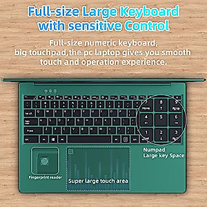 【Win 11 Pro/Office 2019】16 inch Laptop Narrow Bezels FHD (1920*1200) IPS Display, High Performance Celeron N5105 CPU, 16GB RAM, 256GB SSD, with Full Size Numeric Backlit KB, Dark Green (16G+256G SSD)