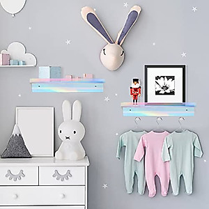 Yerliker 8 Pieces Acrylic Floating Shelves Set Adhesive Wall Display Shelf Pop Hanging for Space Save Room Bedroom Living Bathroom (Colorful)