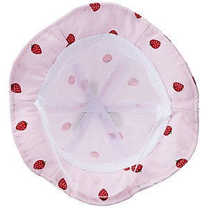 Baby Sun Hat Toddler Summer Beach UPF 50+ Sun Protection Bucket Hats for Baby Girls Infant Beach Hat with Wide Brim Kids Caps Pink