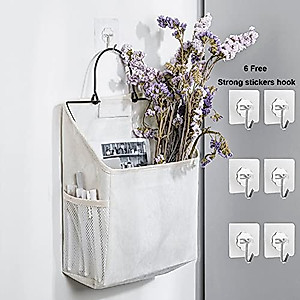 Wall Hanging Storage Bag (3 Pieces), Waterproof Hanging Bag Storage Wall Cotton & Linen Cloth Art Storage Bag, Student Dormitory Hanging Basket Bed Books Hanging Storage Bag for Store Clothes, Books