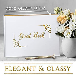 Wedding Guest Book, Wedding Guestbook with Gold Pen, Guest Book Wedding Gold Stamping, Bridal Shower Guest Book with Gold Paper Edges, Wedding Guestbook Alternative, Guestbook Wedding