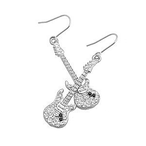 Spinningdaisy Crystal Electric Hanging Guitar Earrings
