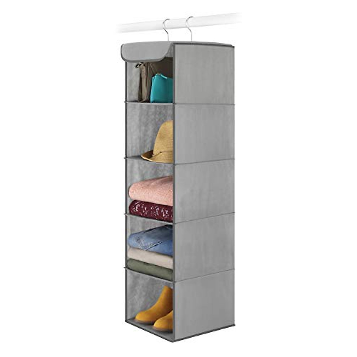 Whitmor 5 Section Closet Organizer - Hanging Shelves with Sturdy Metal Frame