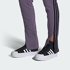 adidas Women's Bravada 2.0 Mid Platform Skate Shoe, Core Black/White/Core Black, 10