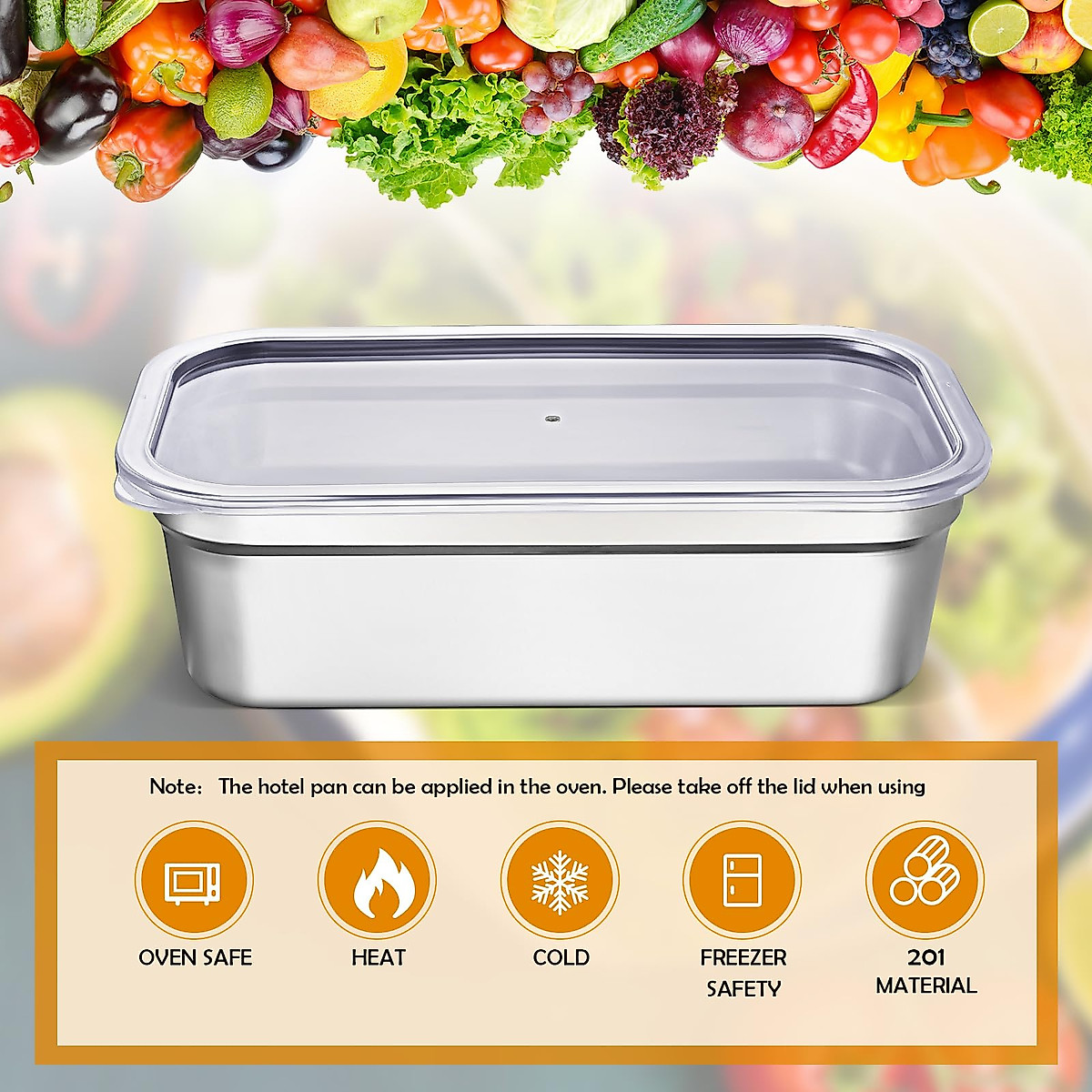 Suttmin 8 Pcs Stainless Steel Food Storage Containers with Lids 1/3 Size Hotel Pans Chicken Food Grade Pans Metal Meal Food Containers for Restaurant Stackable Kitchen Freezer Buffet(4 Inch Deep)