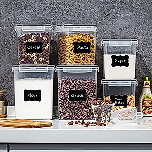 PANTRYSTAR 10 PCS Large Airtight Food Storage Containers, Flour and Sugar Containers with Lids for Kitchen, Pantry Organization and Storage, BPA Free Pantry Container, Black