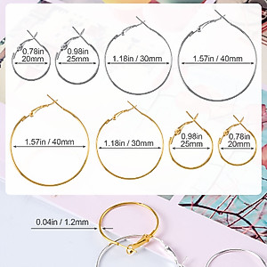 PAGOW 96Pcs Hoop Earrings Finding, Hypoallergenic Alloy Round Earring Hoops for Jewelry Making, Open Beading DIY Earrings Craft Art Accessories