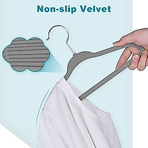 BAGAIL Kids Velvet Hangers 11” Inch Children's Clothes Hangers Non-Slip Baby Hangers for Infant/Toddler (Grey,50pack)