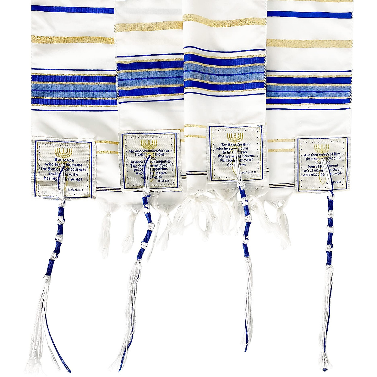 Holy Land Market New Covenant Prayer Shawl with Bag, Card & Tallit Brochure, Soft Fabric, 72x22 Inches for Women and Men
