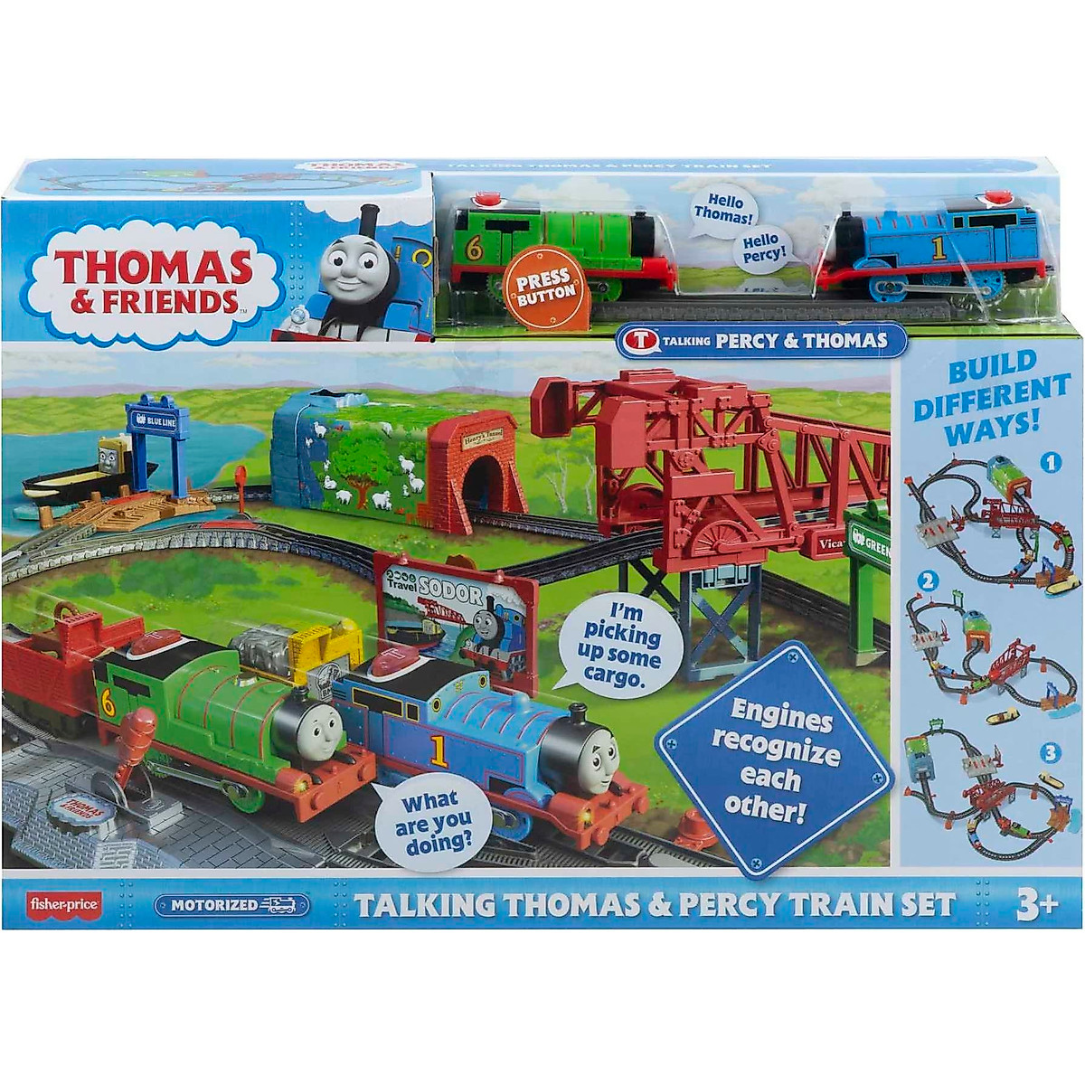 Thomas & Friends Toy Train Set Talking Thomas and Percy Motorized Engines with Track for Preschool Kids Ages 3+ Years (Amazon Exclusive)