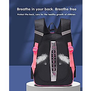 MCWTH Cat Face School Backpack for Teen Girls, Cute Kids Elementar BookBag Daypack (Black)