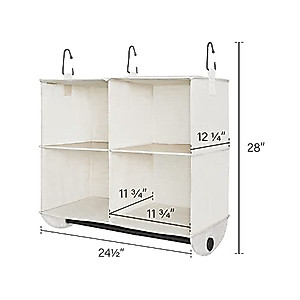 StorageWorks 4 Section Hanging Closet Organizer with Garment Rod, Storage Box with Lid