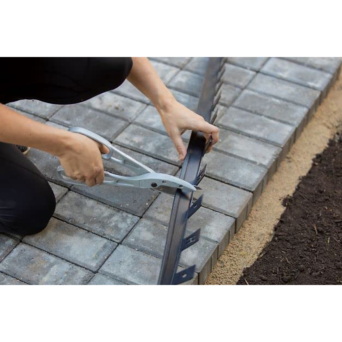MASTER MARK Dig-Free Landscape Paver, Bricks, Stone Edging, No-Dig Patio Flex Border, Plastic 60 ft. Coil (Black), 1.75 in. Height