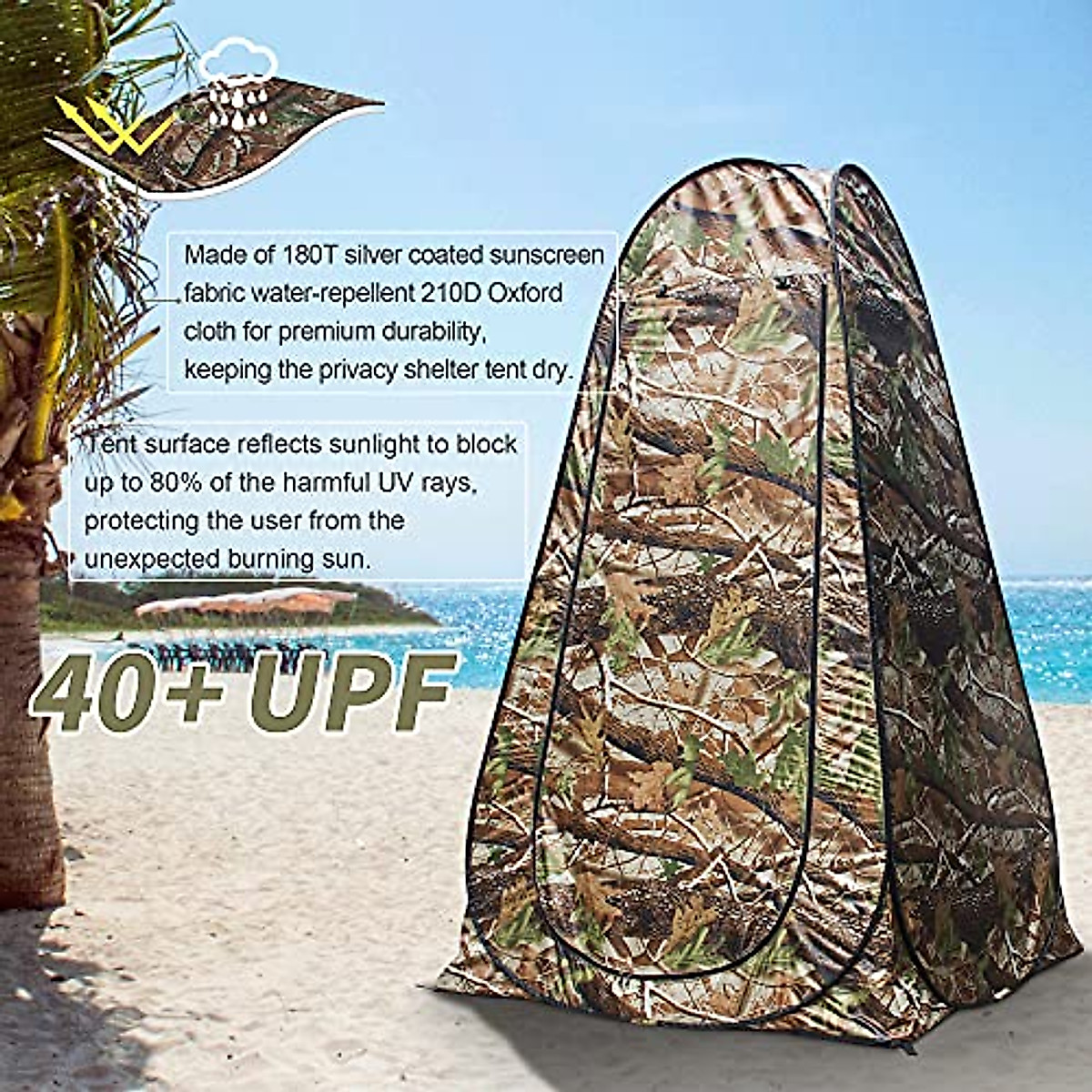 anngrowy Pop Up Shower Tent Portable Outdoor Camping Bathroom Toilet Tent Changing Dressing Room Privacy Shelters Room for Hiking and Beach Sun Shelter Picnic Fishing– UPF40+ Waterproof